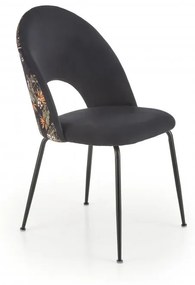 Jídelní židle MALVE — kov, látka, černá / vzor
