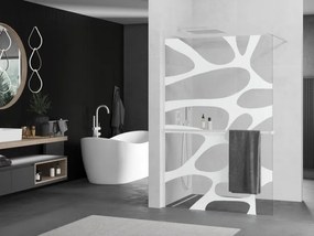 Mexen Kioto+, sprchová zástěna Walk-In s poličkou a věšákem 100 x 200 cm, 8mm čiré sklo bílý vzor, ​​bílý profil, 800-100-121-20-97