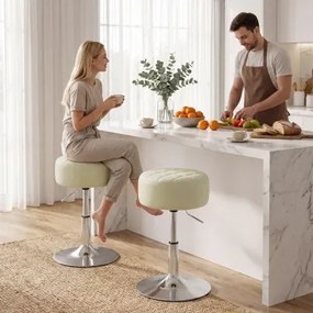 HOMCOM barová stolička z PU kůže s nastavitelnou výškou, silně polstrované sedadlo, 360° otočná, pro kuchyňský ostrov, bílá