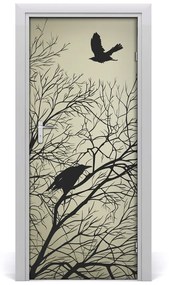 Samolepící fototapeta na dveře Vrány na stromě 75x205 cm