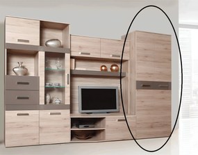 Obývací stěna, dub san marino / latte vysoký lesk HG, Assor