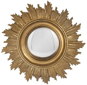 Nástěnné zrcadlo v masivním zlatém rámu s paprsky Soleil – Ø 18*2 cm