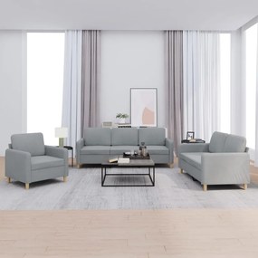 3dílná sedací souprava s poduškami světle šedá textil 3202054