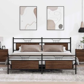 Kovový rám postele bez matrace hnědý dub 193 x 203 cm 3325105