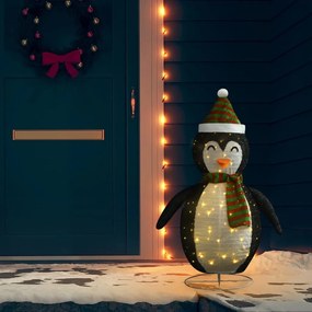 328502 vidaXL Dekorativní vánoční tučňák s LED luxusní tkanina 120 cm