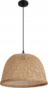 Závěsná lampa Boho s bambusovým stínidlem 41 cm, černá, přírodní, převis 1xE27