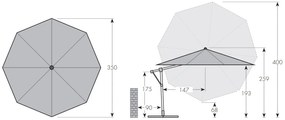 Slunečník DOPPLER Expert 350 cm výkyvný s boční tyčí červená T809