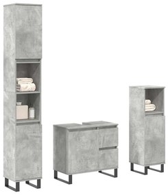 3dílný set koupelnového nábytku betonově šedý kompozitní dřevo 3324957