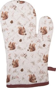Béžová bavlněná chňapka - rukavice s veverkami Tiny Squirrel - 18*30 cm