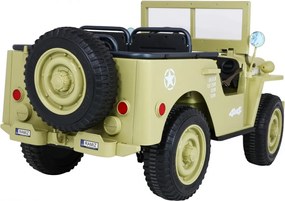 Dětský elektrický vojenský jeep willys 4x4 24V, 4x90W béžový