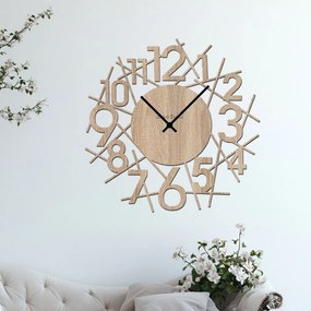 dřevo života Nástěnné hodiny NUMERO Zvolte barvu dekoru: Dub Sonoma, Zvolte velikost hodin (cm): 40x40, Barva ručiček: Černé