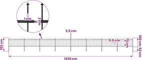 Zahradní plot s kopím nahoře ocelový 1339 x 100 cm černý 277618