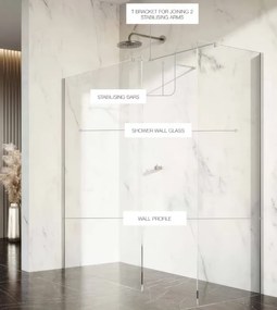 Erga Paris, sprchová zástěna Walk-In 110x200 cm, 8mm sklo námraza, chromový profil, ERG-V02-PARIS-110x200-FR-CR