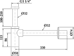 Sapho umyvadlový sifon 1'1/4 odpad 32 mm kulatý chrom SI511 Koupelny Bernold