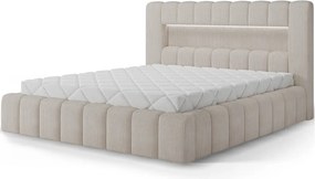 Béžová čalouněná dvoulůžková postel s úložným prostorem s roštem 180x200 cm Lamica – ELTAP