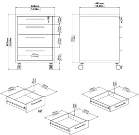 FALCO Kontejner na kolečkách Office 419 Odstín: Dub sonoma