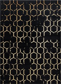 Kusový koberec Gloss 407C 86 black/gold, 160x220, čierna, chodba / predsieň, Dywany Łuszczów