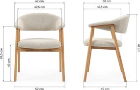 Designová jídelní židle Capri z masivu béžová/dub