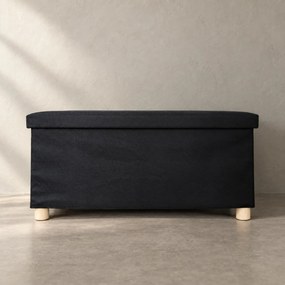Puf s úložným prostorem, obdélníkový, na dřevěných nožkách, skládací, 76 × 38 × 38 cm