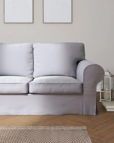 Potah na pohovku IKEA  Ektorp 3-místná, rozkládací STARÝ MODEL PIXBO barva šedá látka lesklé, sametová