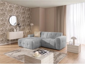 Světle šedá rohová pohovka (levý roh/s lenoškou) Melva – Ropez