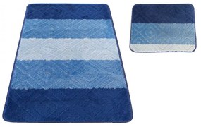 Koupelnový set předložek v modré barvě 50 cm x 80 cm + 40 cm x 50 cm