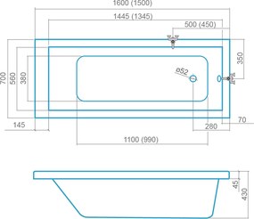Roltechnik Vana KUBIC 160×70 160 cm 40 cm 70 cm 8940000