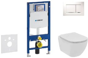 Geberit Duofix - Set předstěnové instalace, klozetu a sedátka Ideal Standard Tesi, tlačítka Sigma30, Rimless, SoftClose, bílá/chrom 111.300.00.5 NE5