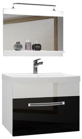 Koupelnový nábytek Belini Premium Full Version černý lesk / bílý lesk + umyvadlo + zrcadlo + LED osvětlení Glamour 10