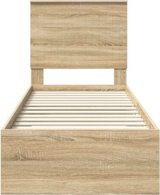Rám postele Sonoma dub a stříbrná 70 x 190 cm Kompozitní dřevo 3411370
