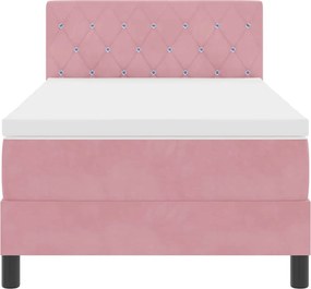 Postel s boxspringem s matrací s čelo Růžová 100 x 200 cm samet 3339091