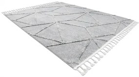 koberec SEVILLA Z791C mozaika šedá / bílá střapce, Berber, Maroko, velikost 200x290 cm | krásné koberce cz