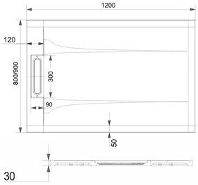 Mereo obdélníková sprchová vanička s hranatým krytem sif 120x90x3 cm vč. sif bez nožiček litý mramor bílá CV77KS