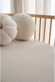 Béžové napínací mušelínové dětské prostěradlo do postýlky 60x120 cm Burumcuk – Mijolnir