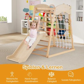 Costway Lezecký rám Indoor 6 v 1 vytahovací tyč a skluzavka a šplhací skály