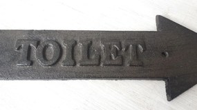 Litinová cedule nástěnná šipka Toilet - 29*10*1 cm