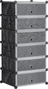 HOMCOM Úložný box na boty DIY zásuvný stojan na 6 párů bot, plast/ocel, černý+bílý, 49x36.5x108cm