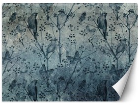 Fototapeta, Ptáci a motýli Modrá - 368x254 cm