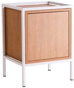 OnaDnes -20% Nordic Design Noční stolek Skipo s dvířky 60 x 45 cm s dubovým dekorem a bílou konstrukcí