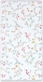 Pip Studio ručníky z bavlněného froté Les Fleurs, bílé (Luxusní ručníky z bavlněného froté v designu Les Fleurs v bílé barvě)