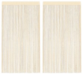 Provázkové záclony, 2 ks, 100x250 cm, krémová