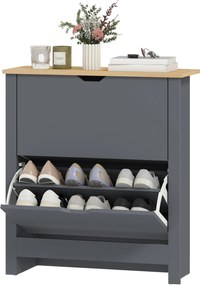 HOMCOM Shoe Cabinet with 2 Tilt-Out Compartments, Narrow Shoe Storage with Adjustable Divider, Holds up to 12 Pairs — 28.3 x 10.2 x 31.5 in (72 x 26 x