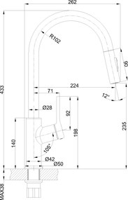 Invena Farsala, dřezová baterie s výsuvnou 2-funkční výlevkou h-433, chromová, INV-BZ-40-U01-S