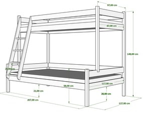 Patrová postel FAMILY pro 3 (90 / 120 x 200 cm)