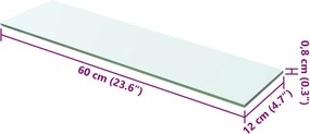 Policové desky 2 ks sklo čiré 60 x 12 cm 3051562