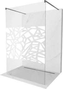 Mexen Kioto, sprchová zástěna Walk-In 100 x 200 cm, 8mm čiré sklo bílý vzor, ​​grafitový profil, 800-100-002-66-85