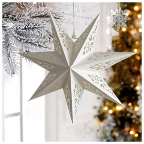 Vánoční papírová hvězda sedmicípá STARLET DELUXE 35 cm, bílá