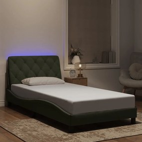 Rám postele s LED bez matrace světle šedý 100 x 200 cm samet 3213837