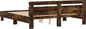Rám postele s čelem kouřový dub 180 x 200 cm kompozitní dřevo 3207403