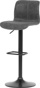 Autronic Židle barová, šedá látka v imitaci broušené kůže, černá podnož, výškově stavitelná AUB-806 GREY3